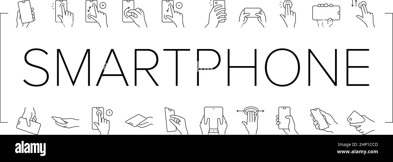 Smartphone Gesture Collection Icons Set Vector Stock Vector Image & Art ...