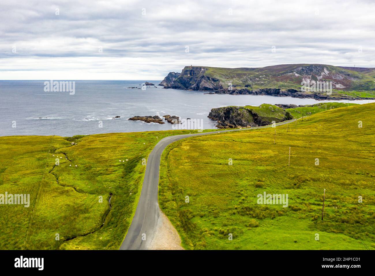 Aerial view of wild coast by Glencolumbkille in County Donegal, Irleand ...
