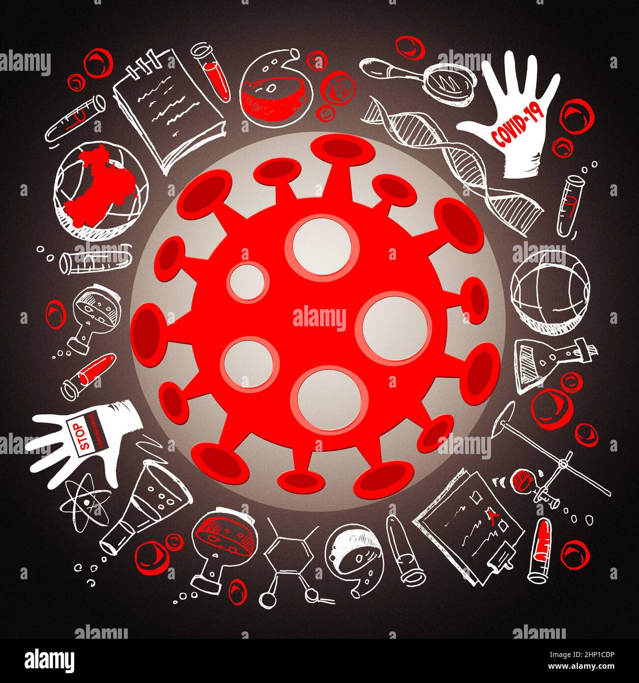 Dangerous corona virus, SARS pandemic risk concept. 3D illustration ...