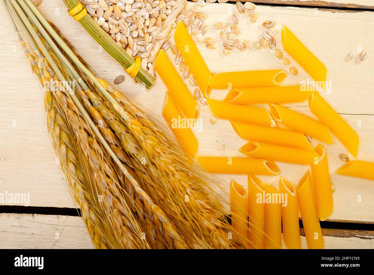 short Italian pasta penne with durum wheat grains Stock Photo - Alamy