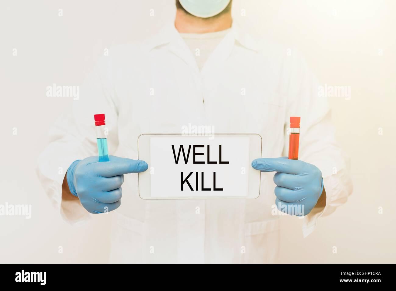 Hand writing sign Well Kill, Business approach operation of placing a ...