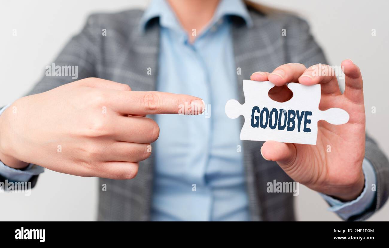Conceptual caption Goodbye, Business overview used to express good ...