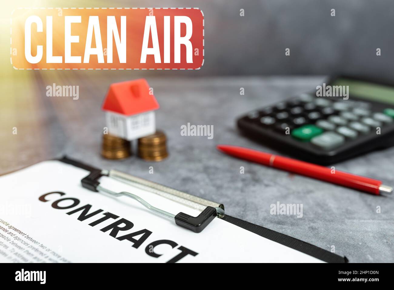 Conceptual display Clean Air, Word for air that has no harmful levels ...