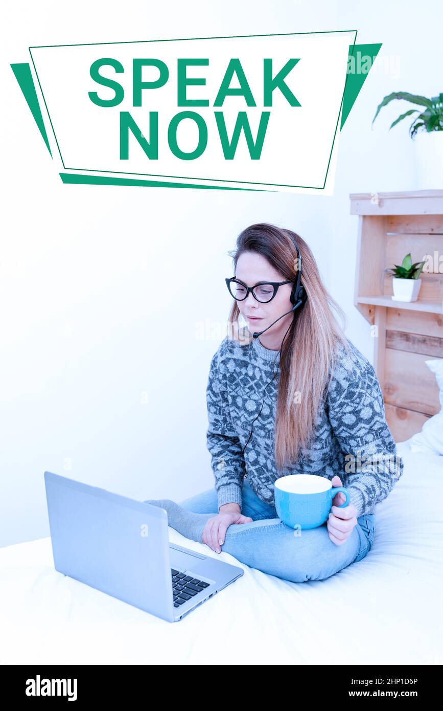 Hand writing sign Speak Now, Business showcase Communicate to us your ...