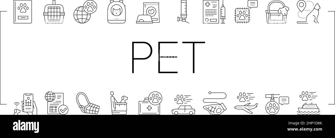 Pet Travel Equipment Collection Icons Set Vector Stock Vector Image ...