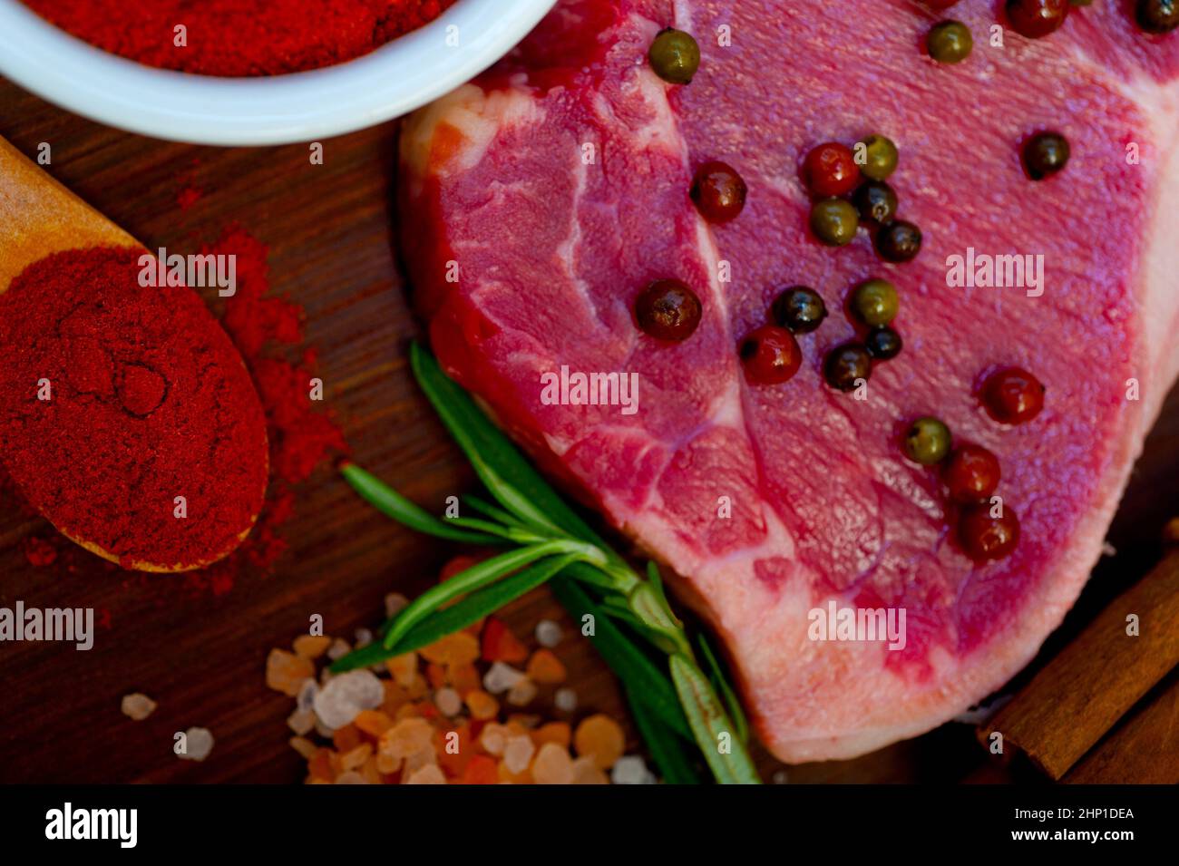 raw uncooked ribeye beef steak butcher selection Stock Photo - Alamy