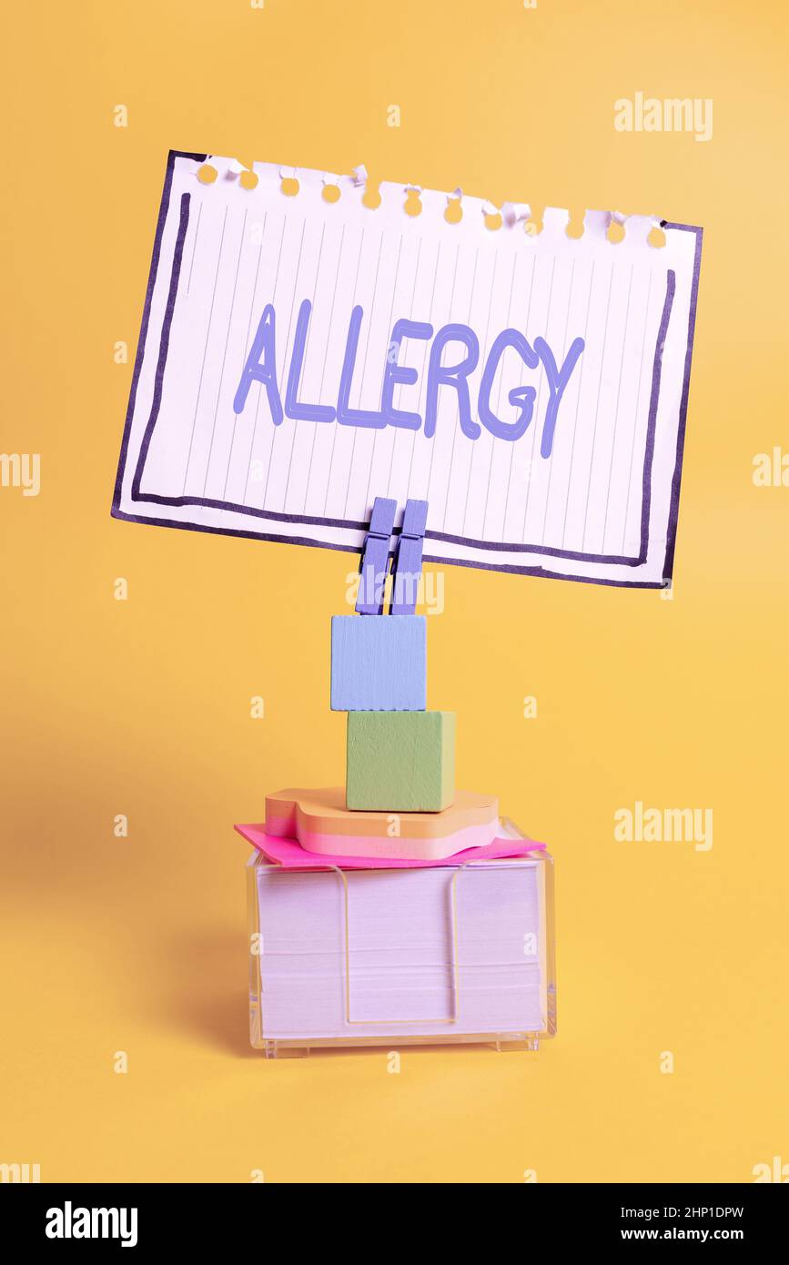 Conceptual display Allergy, Business showcase Hypersensitive of the ...