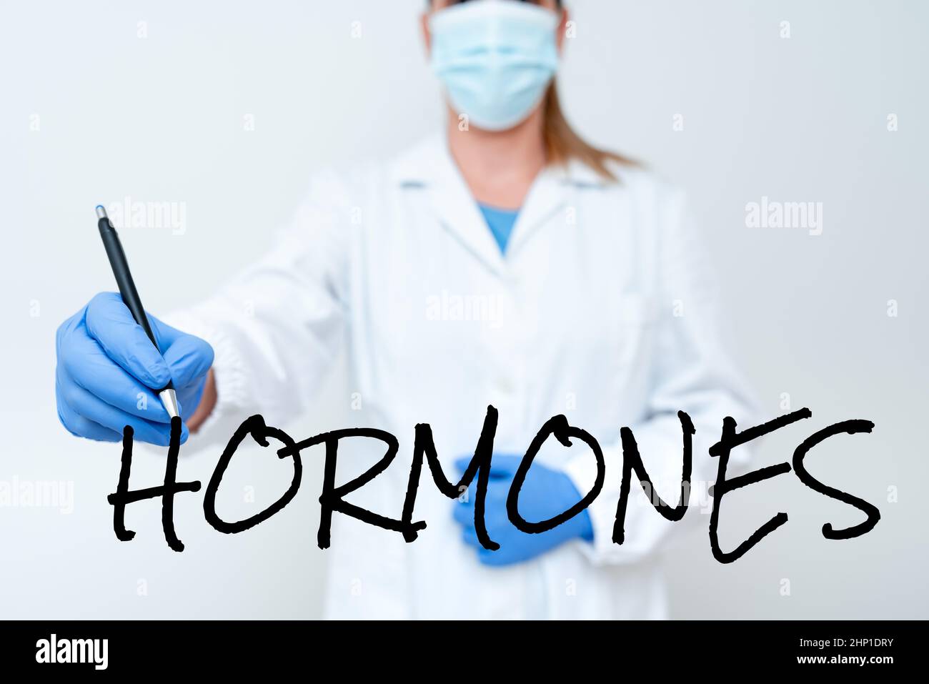 Text sign showing Hormones, Concept meaning regulatory substance ...