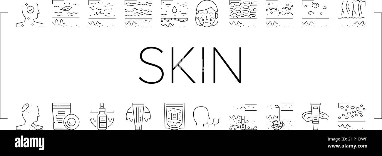 Skin Care Cosmetology And Treat Icons Set Vector Stock Vector Image ...
