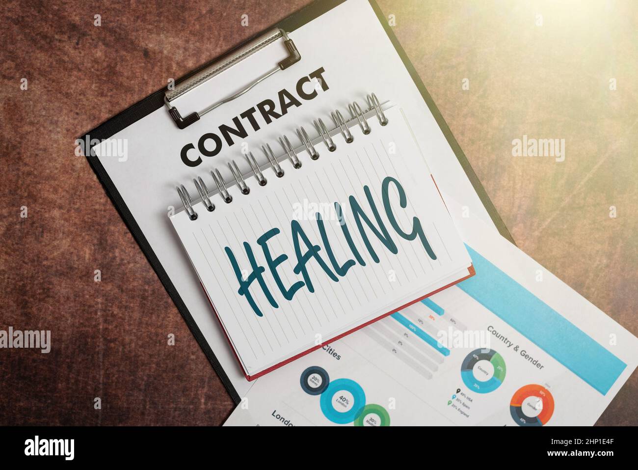 Text caption presenting Healing, Word Written on process of making or ...