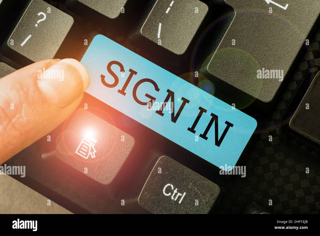 Writing displaying text Sign In, Internet Concept to write your name on ...