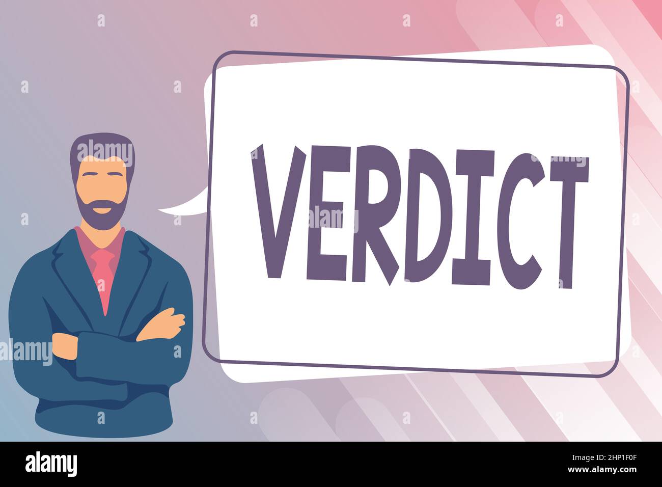 Hand writing sign Verdict, Business overview a decision on an issue of ...