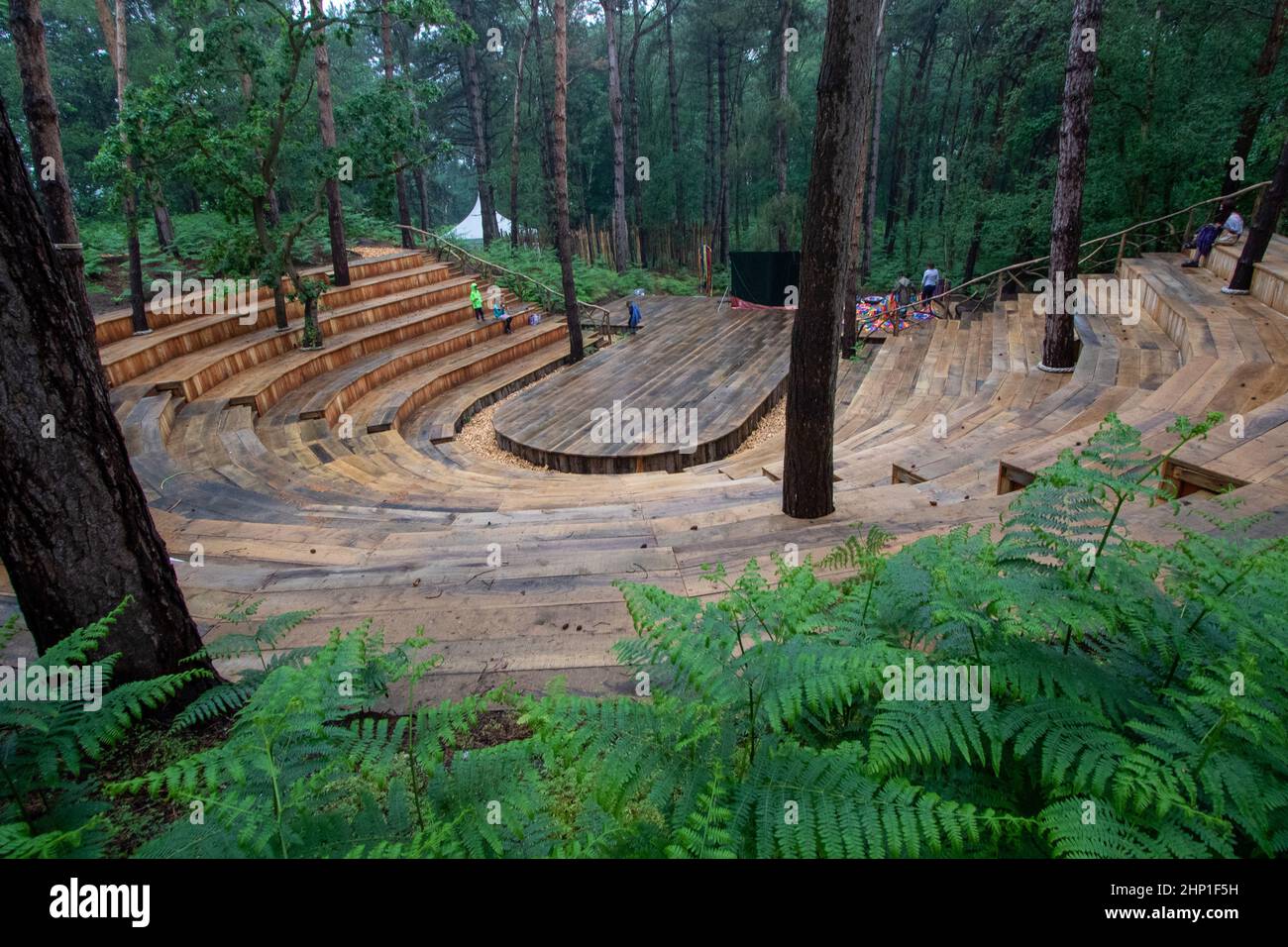 The stunning Thorington Outdoor Theatre in amongst a growing woodland ...