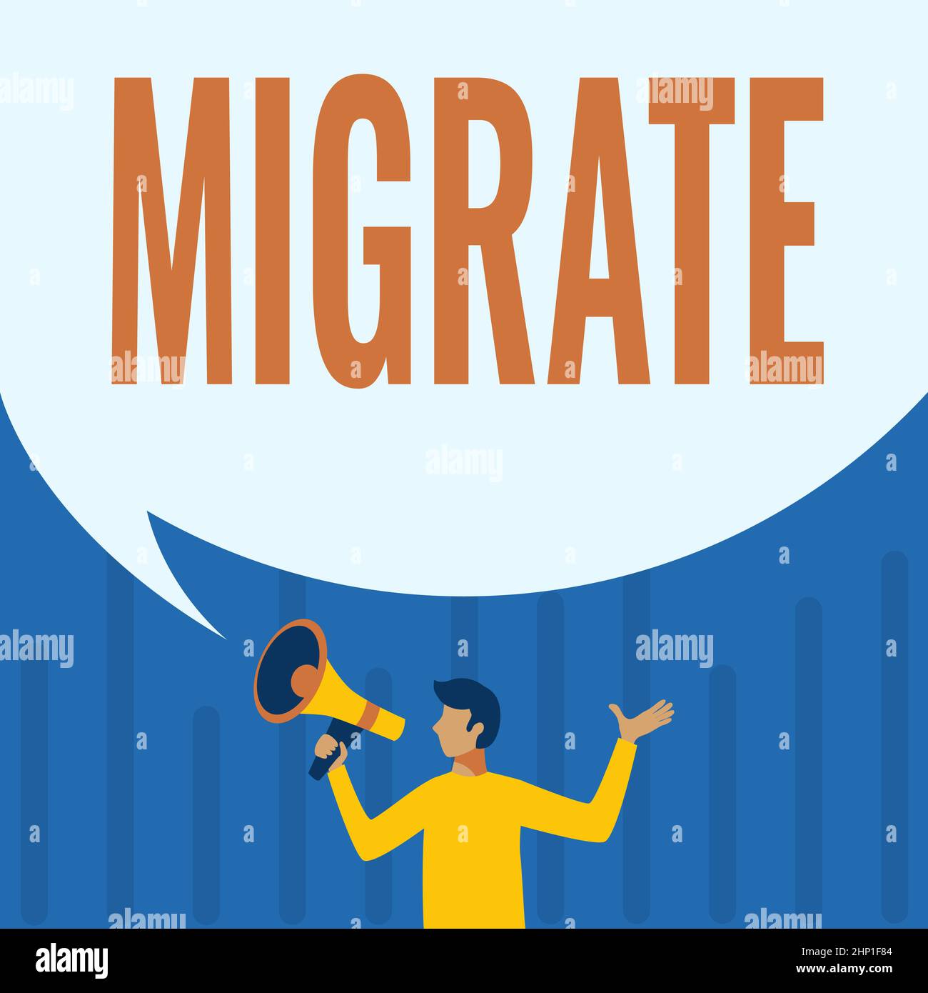 Hand writing sign Migrate, Business showcase to move or travel from one ...