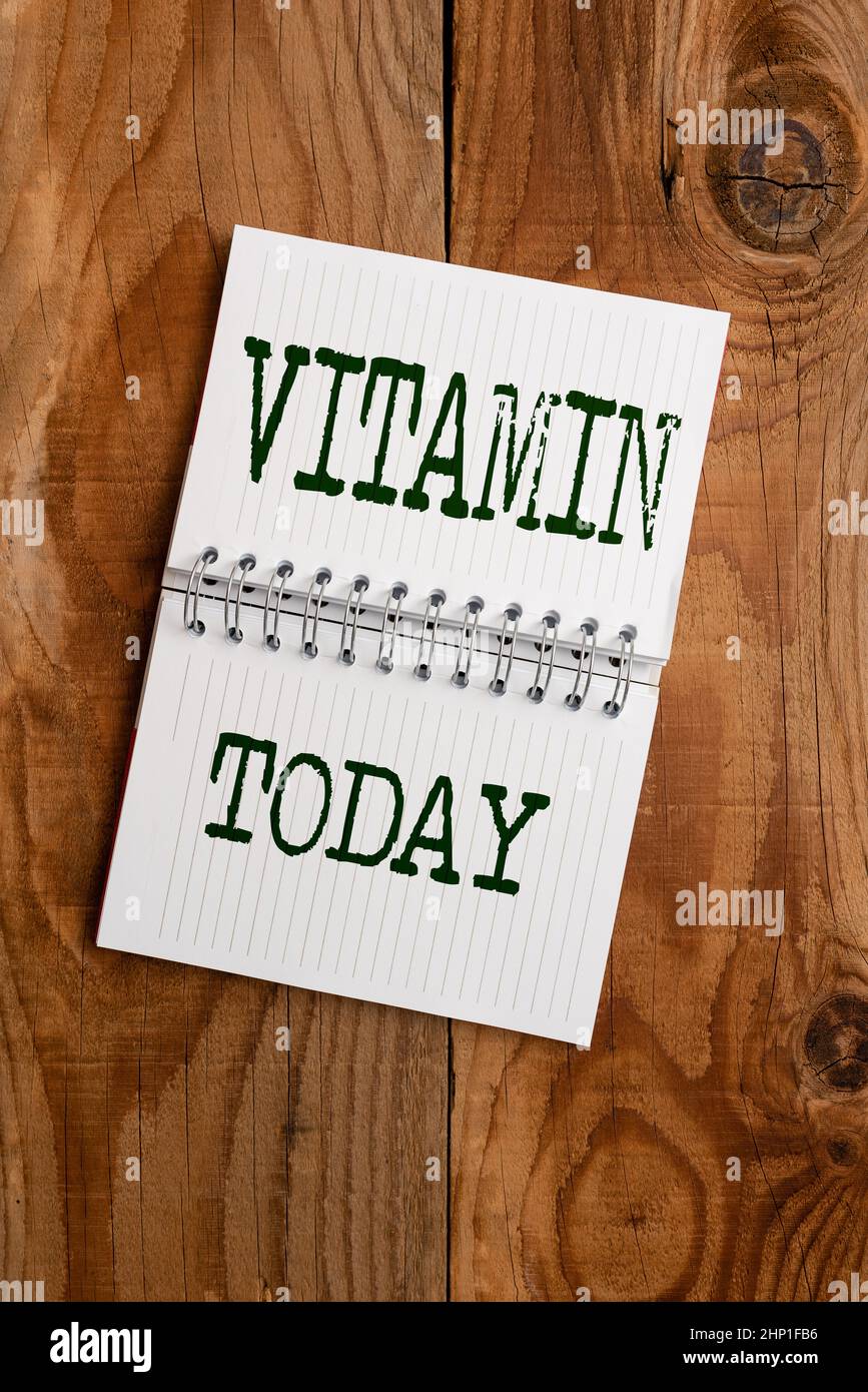 Writing displaying text Vitamin, Word for group of organic compounds ...