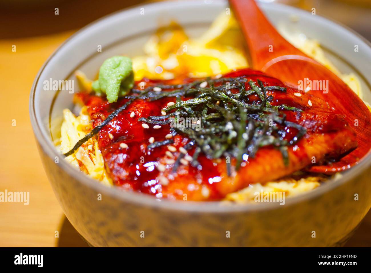 traditional Japanese ramen noodles with unagi eel on top Stock Photo ...
