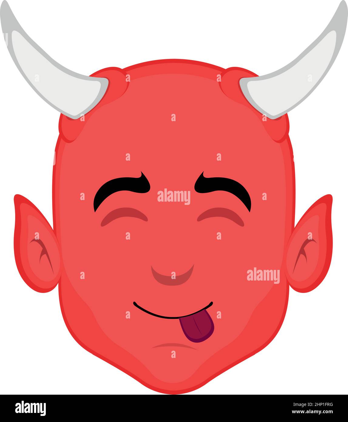Vector illustration of the face of a cartoon demon with an appetizing ...