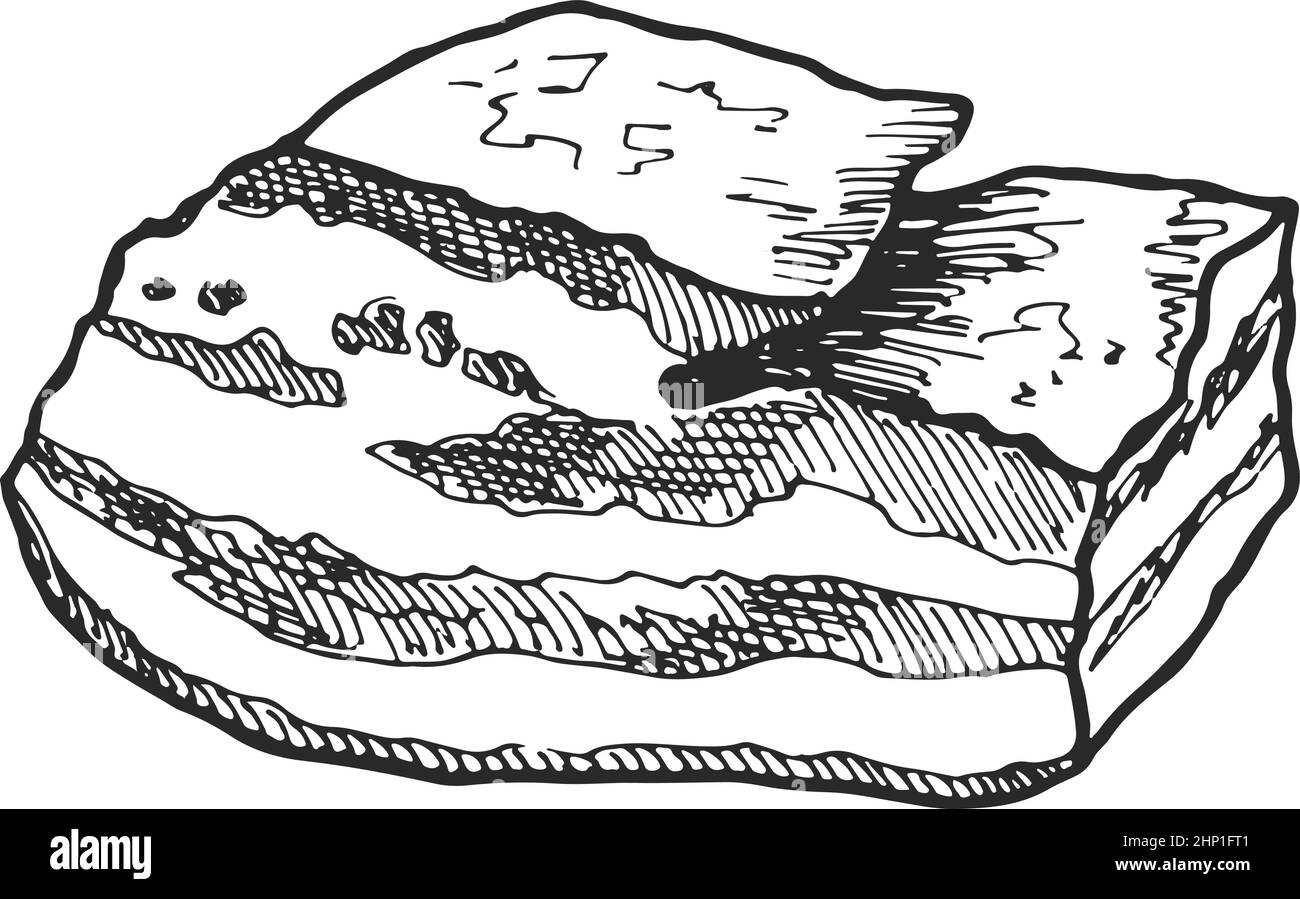 Pork belly cut. Hand drawn meat. Bacon sketch Stock Vector Image & Art ...