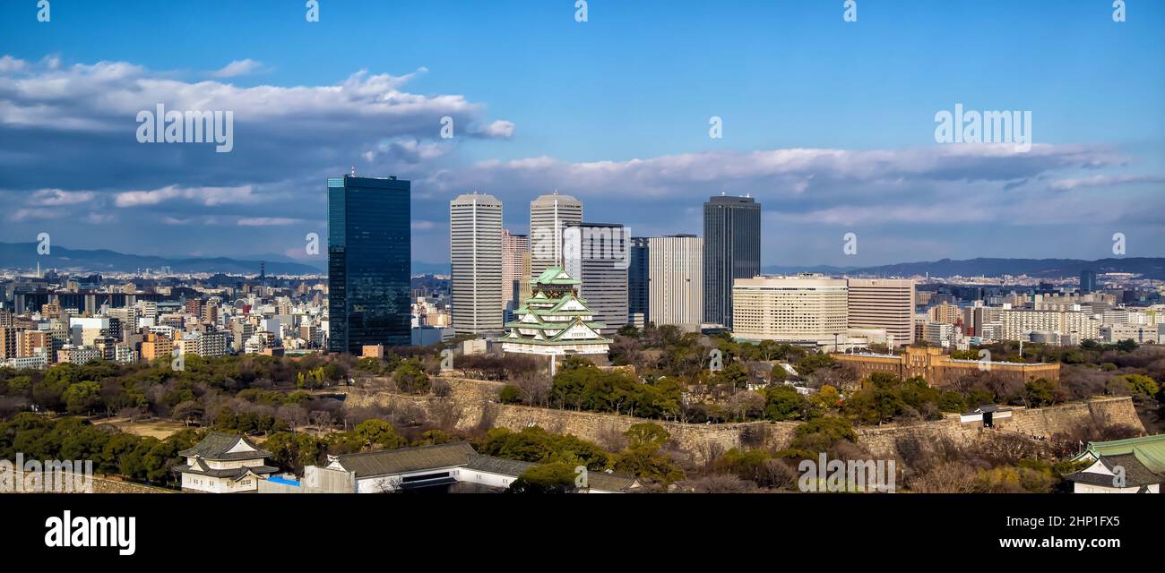 Bird eye view of Osaka Castle in Osaka, Japan Stock Photo - Alamy