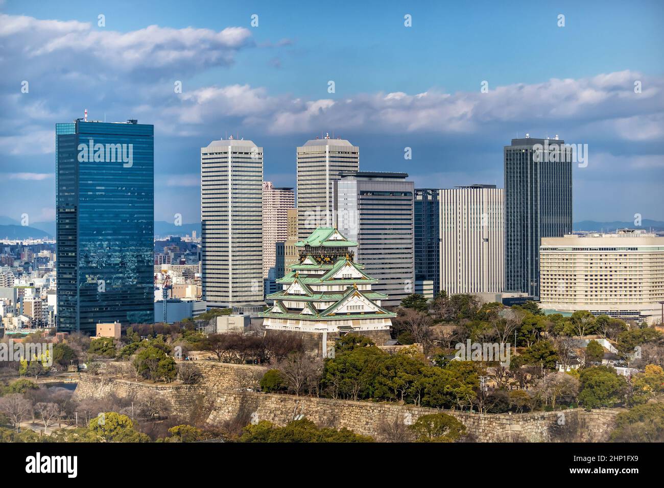 Bird eye view of Osaka Castle in Osaka, Japan Stock Photo - Alamy