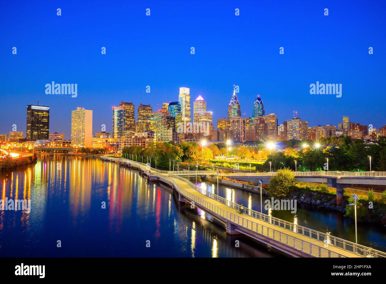 Downtown Skyline of Philadelphia, Pennsylvania at twilight Stock Photo ...