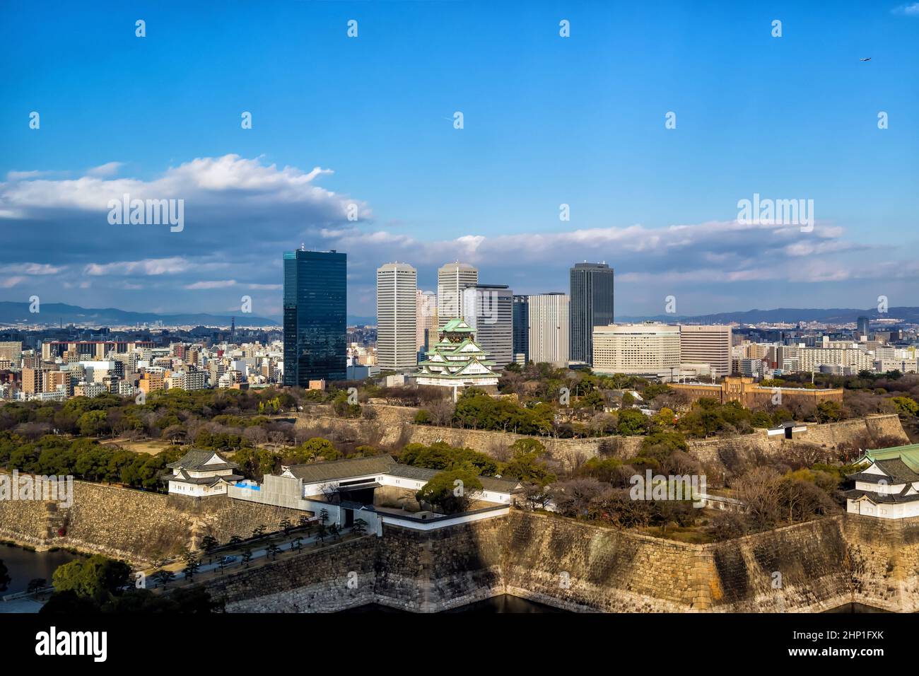 Bird eye view of Osaka Castle in Osaka, Japan Stock Photo - Alamy