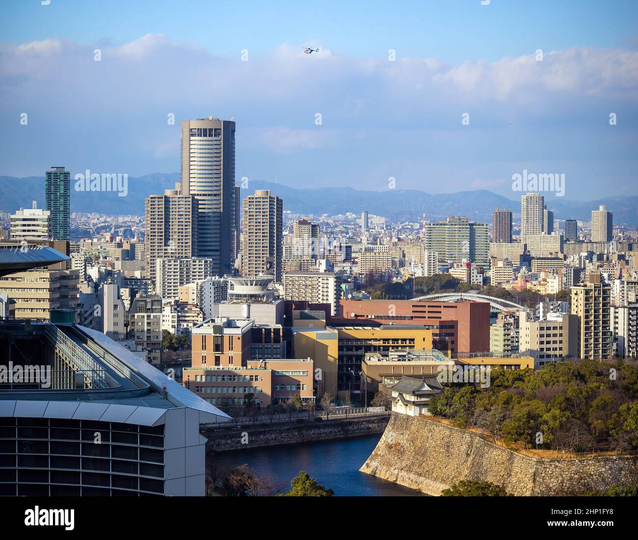 Downtown of Osaka skyline from top view Stock Photo - Alamy