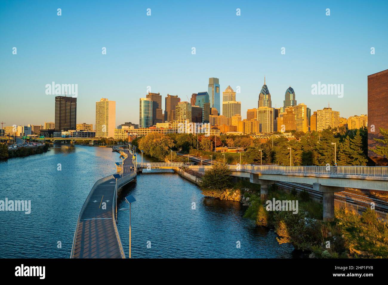 Downtown Skyline of Philadelphia, Pennsylvania at twilight Stock Photo ...