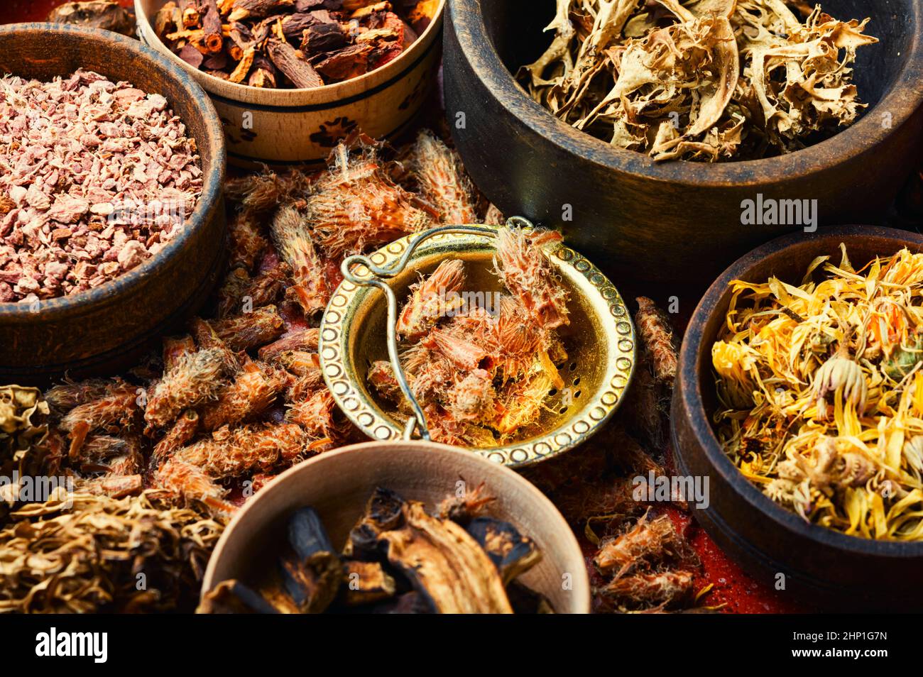 Healing herbs set, natural herbs medicine. Homeopathic herbs Stock ...