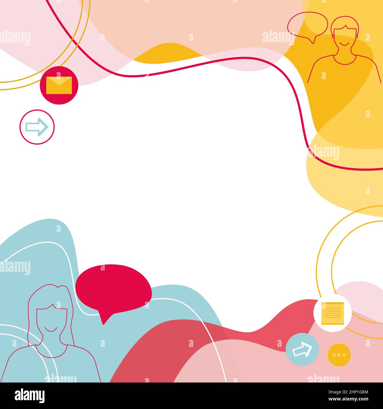 Illustration Couple Speaking In Chat Cloud Exchanging Messages Stock ...