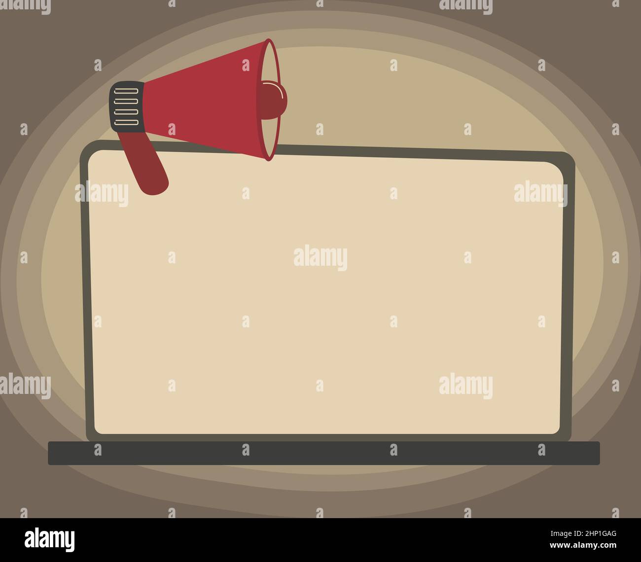 Illustration Of Megaphone On Blank Monitor Making Announcements Stock ...