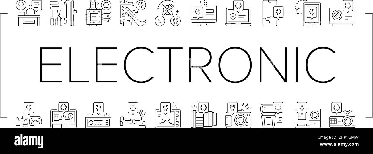 Electronic Repair Collection Icons Set Vector Stock Vector Image & Art ...