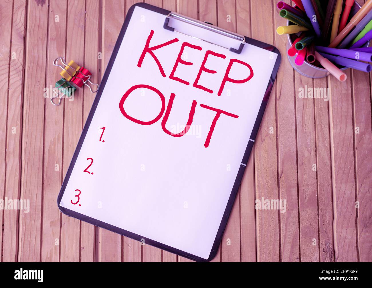 Conceptual caption Keep Out, Word Written on to stop someone or ...