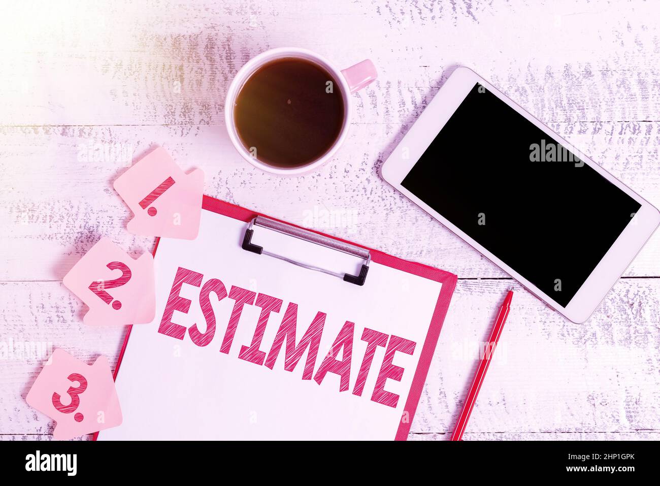 Hand writing sign Estimate, Word for roughly calculate judge value ...