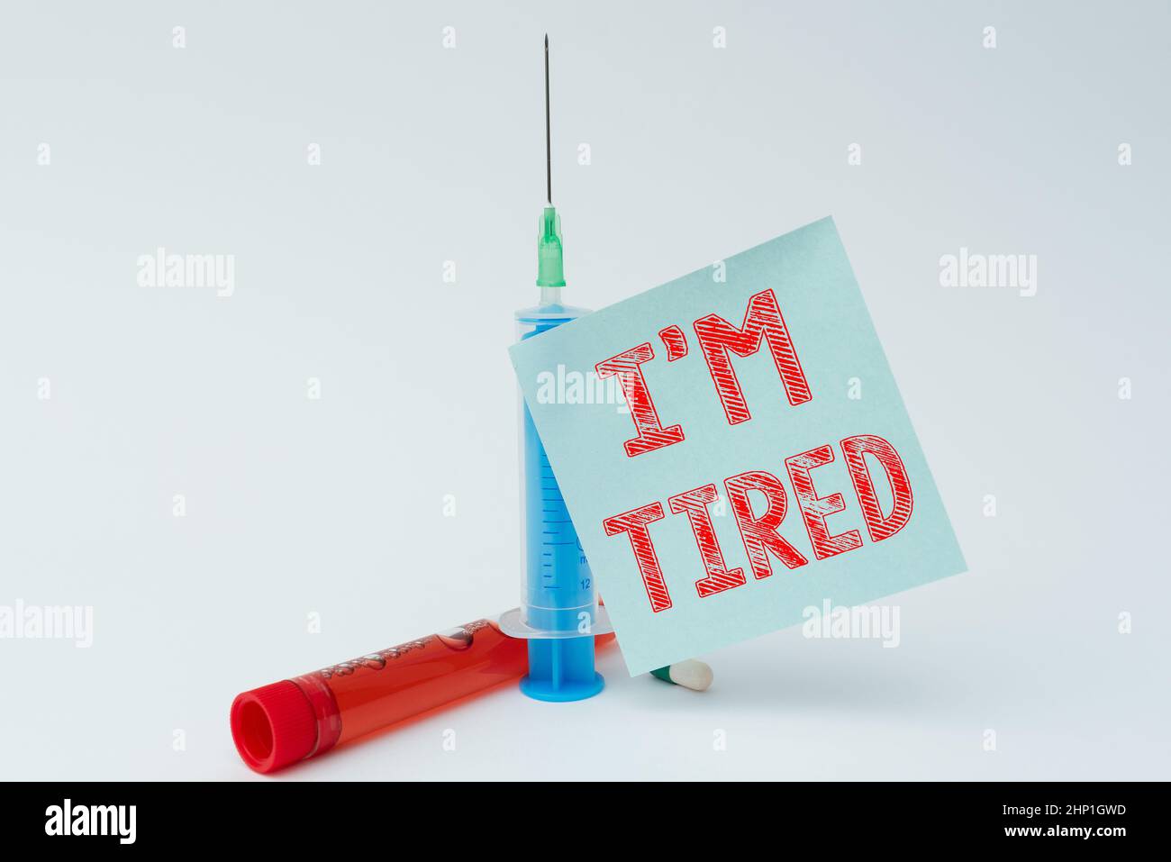 Text caption presenting I M Tired, Business concept drained of strength ...