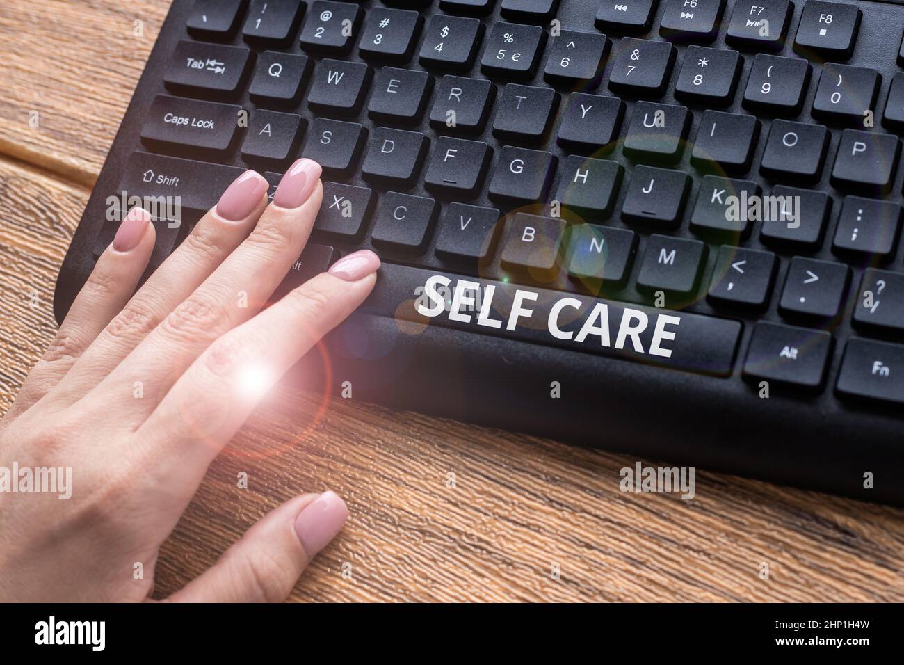 Conceptual display Self Care, Conceptual photo practice of taking ...