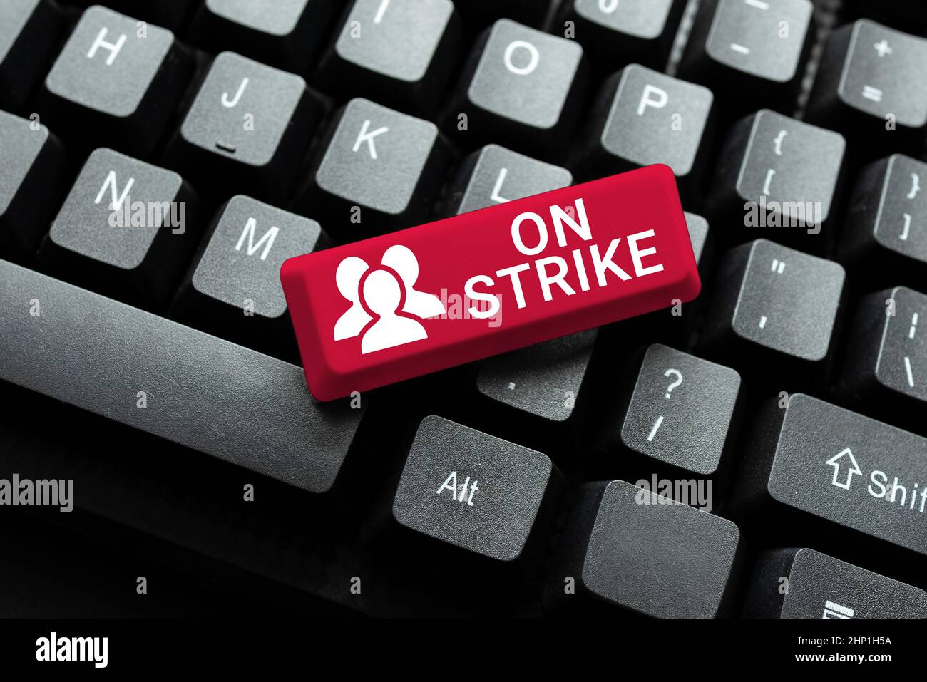 Text caption presenting On Strike, Business approach refuse to continue ...