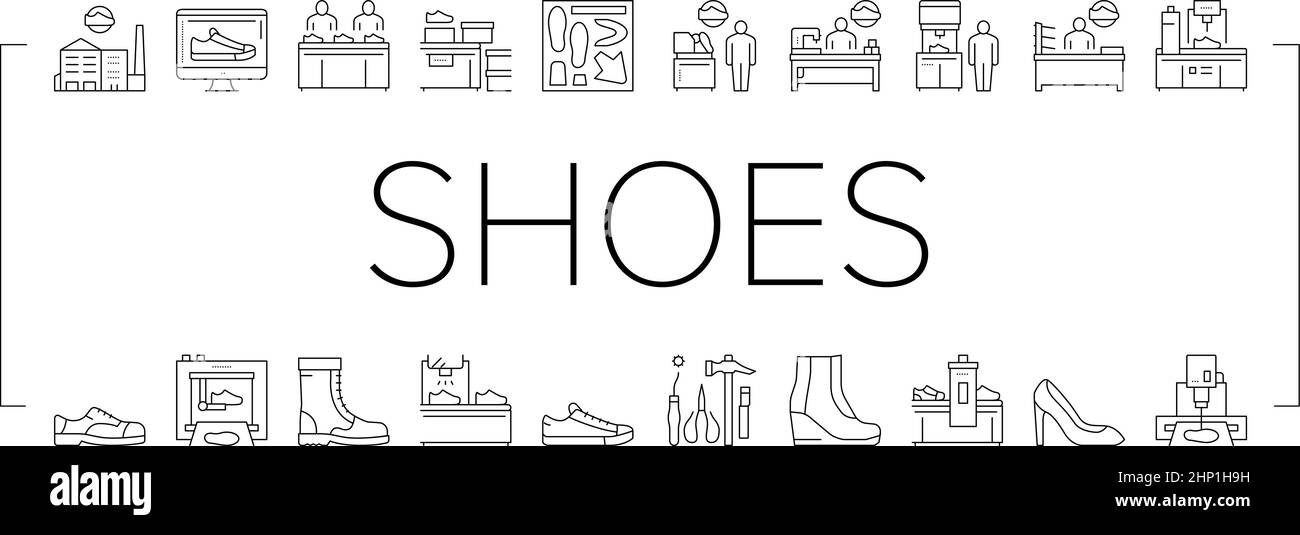 Shoes Repair Service Collection Icons Set Vector Stock Vector Image ...