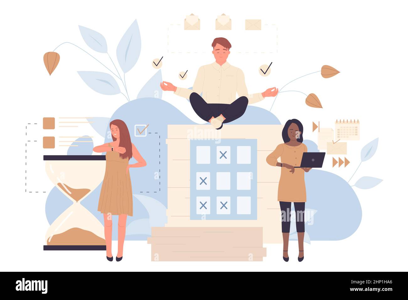 Time management and personal business efficiency vector illustration ...