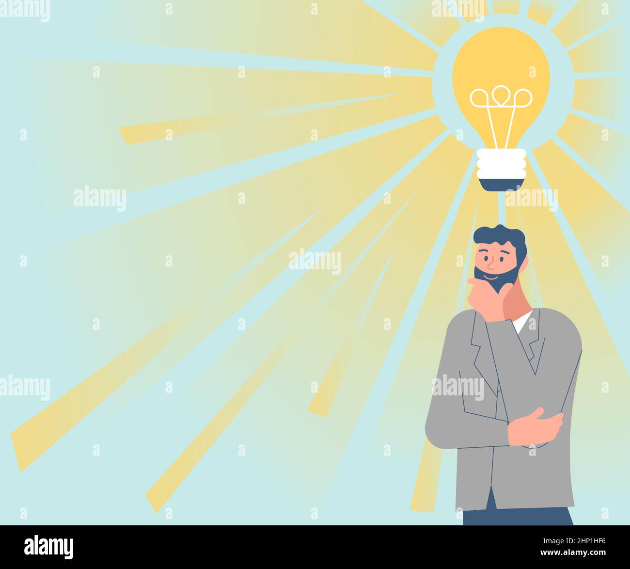 Illustration Of A Man Standing Coming Up With New Amazing Ideas Stock ...