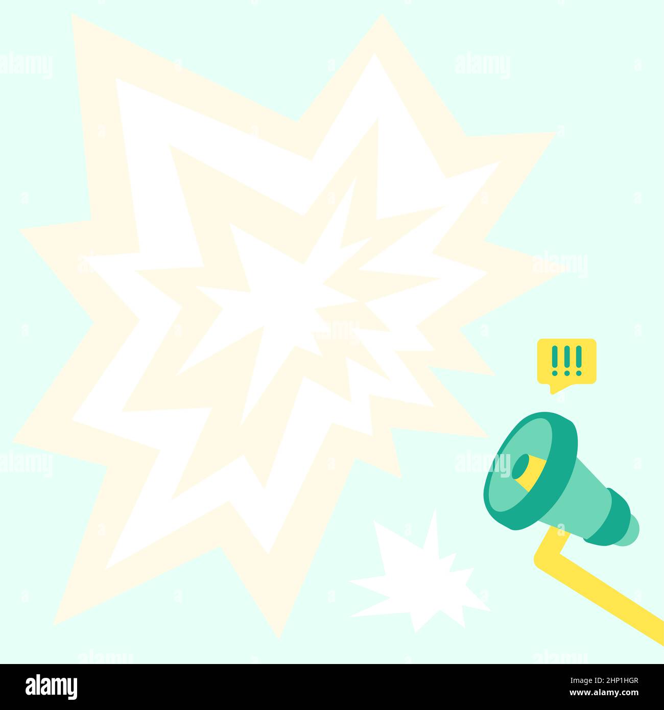 Megaphone Drawing With Lightning Wave Sound Making Loud Announcement ...