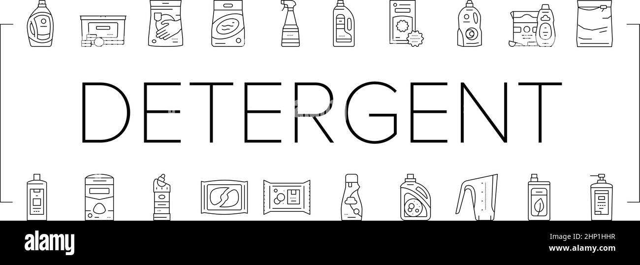 Detergent Organic Laundry Soap Icons Set Vector Stock Vector Image ...