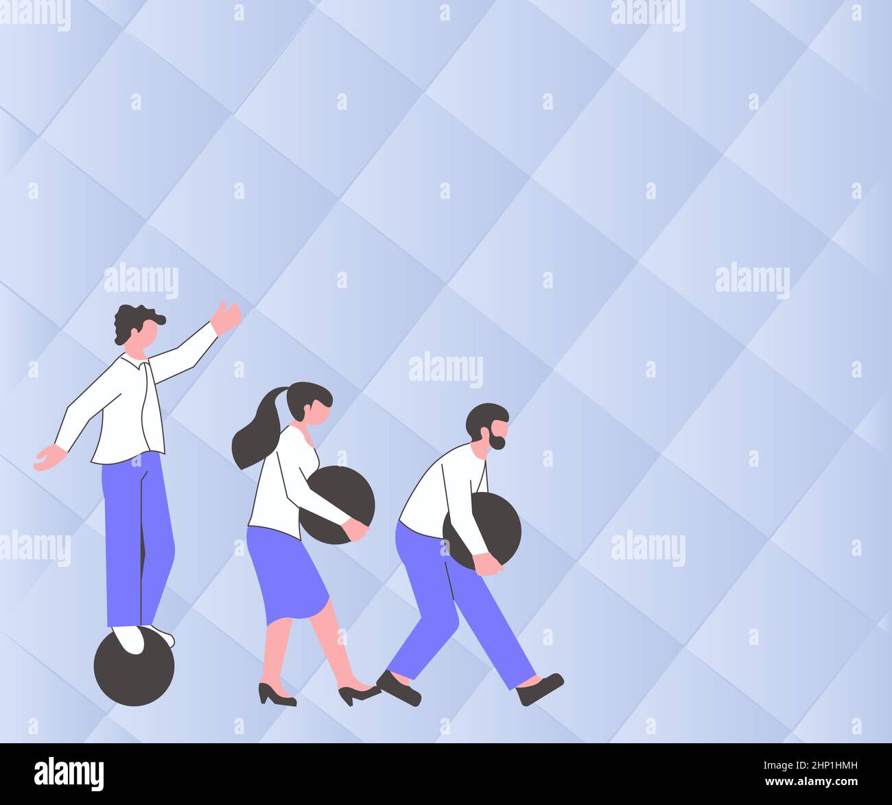 Illustration Of Group Bringing Their Own Heavy Sphere Together Stock ...