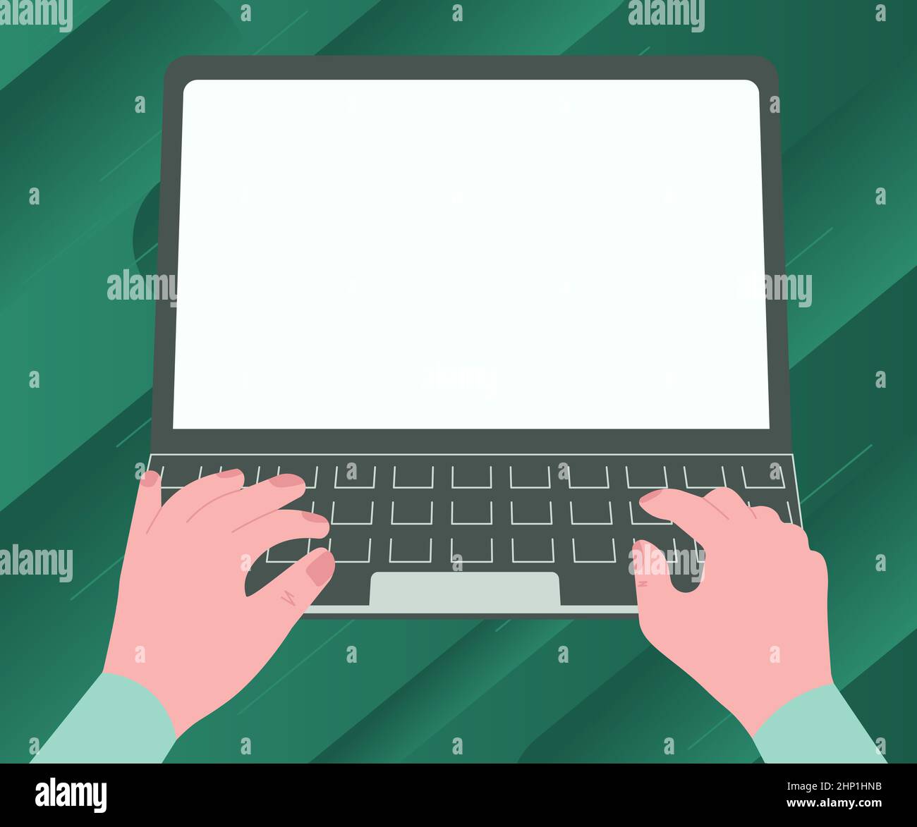 Illustration Of A Busy Hand Working On Laptop Searching For Ideas Stock ...