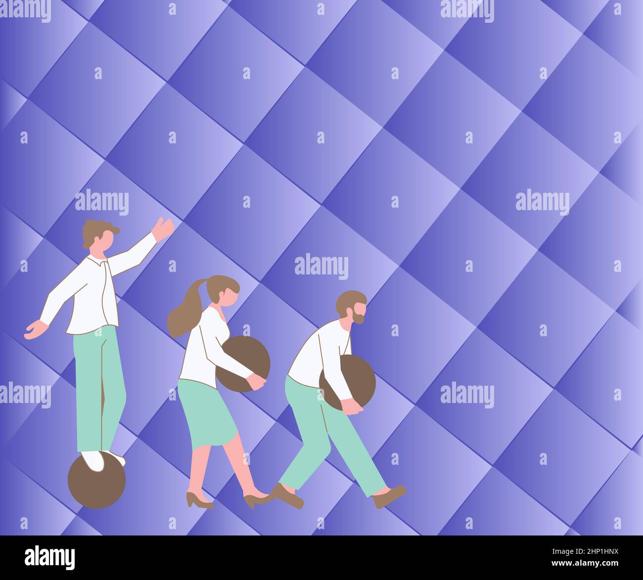 Illustration Of Group Bringing Their Own Heavy Sphere Together Stock ...