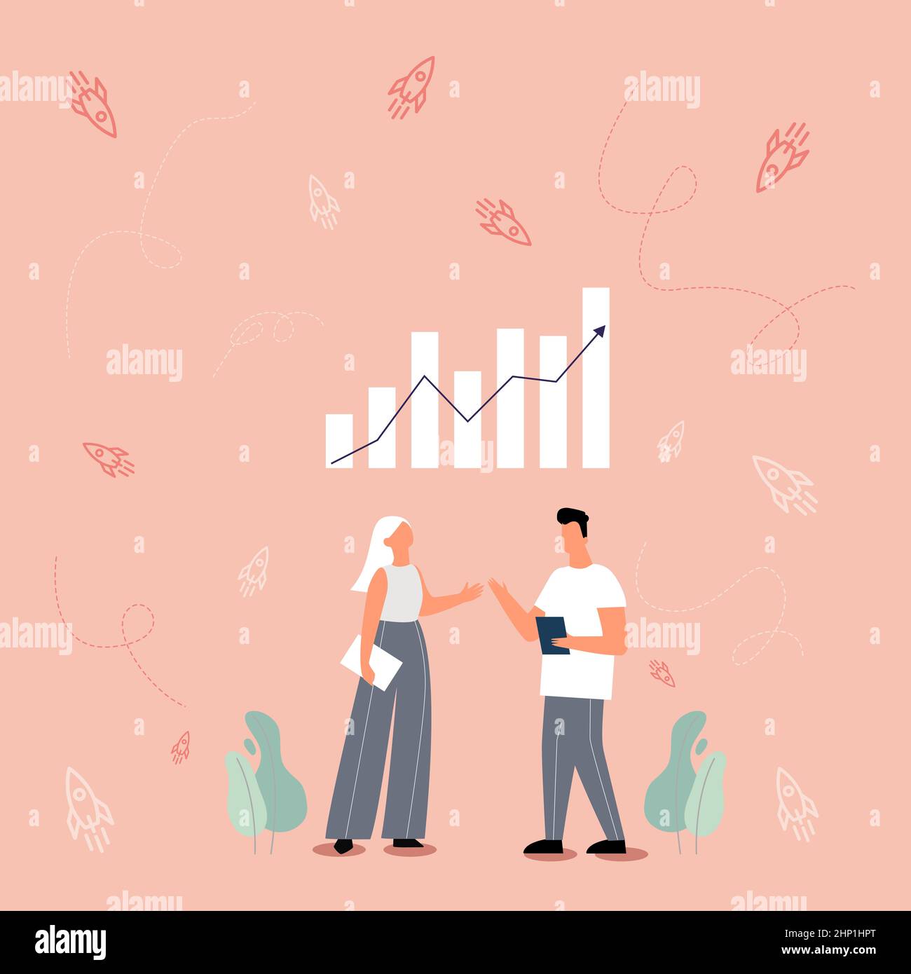 Illustration Of Partners Sharing Wonderful Ideas For Skill Improvement ...