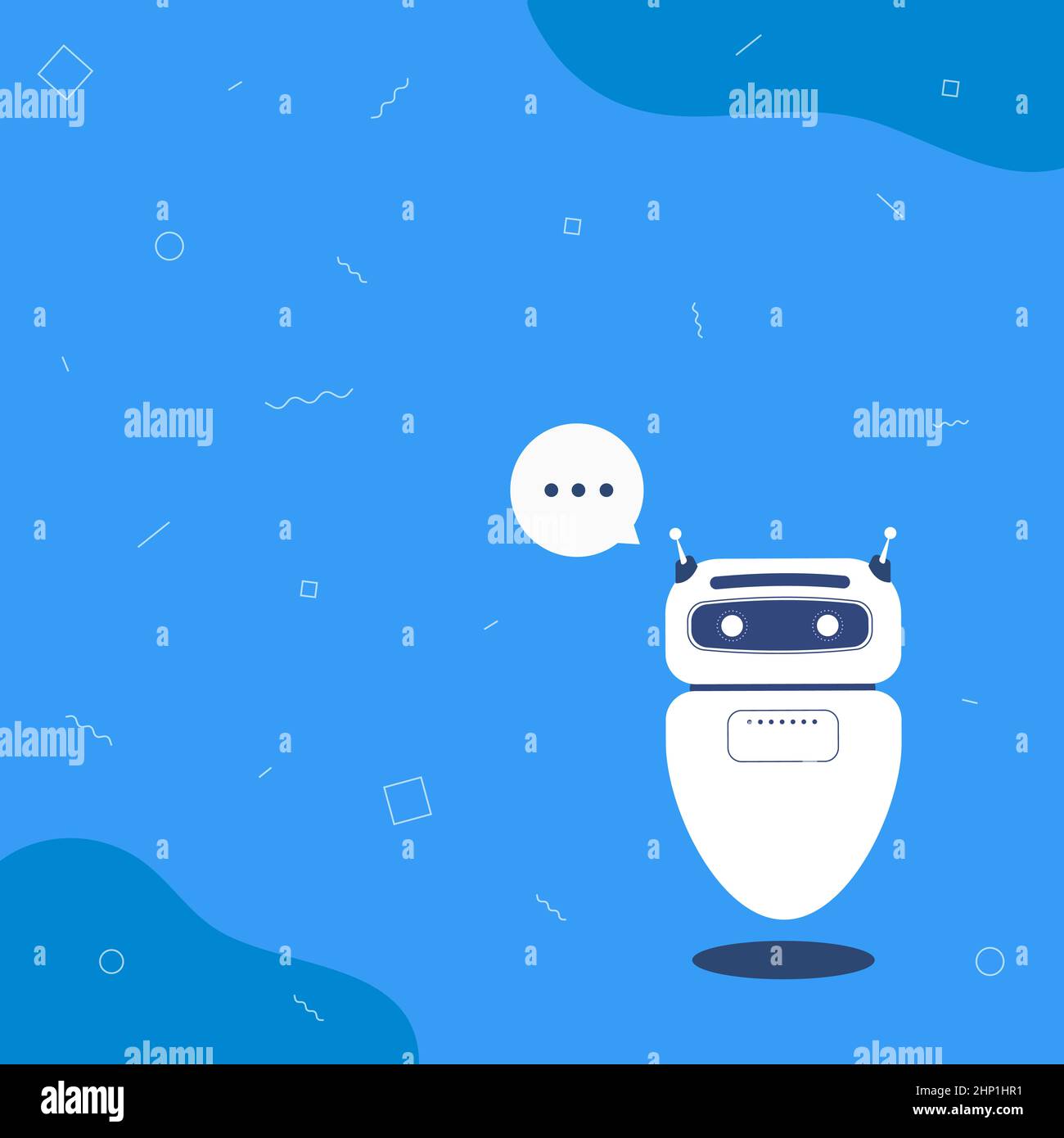 Illustration Of Cute Floating Robot Telling Information In A Chat Cloud ...