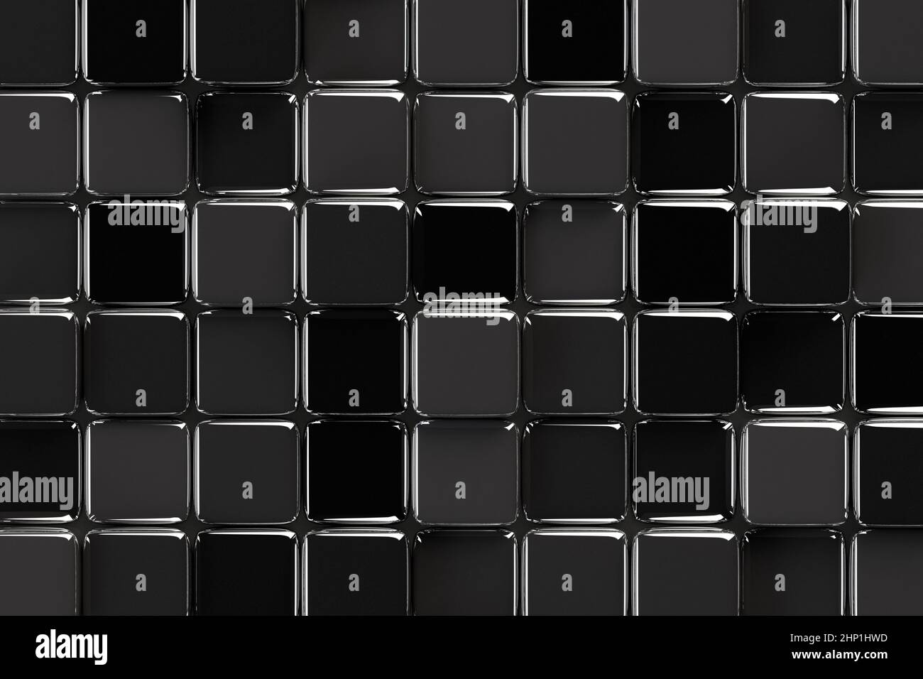 Abstract geometric background with glossy black glass cubes of various ...