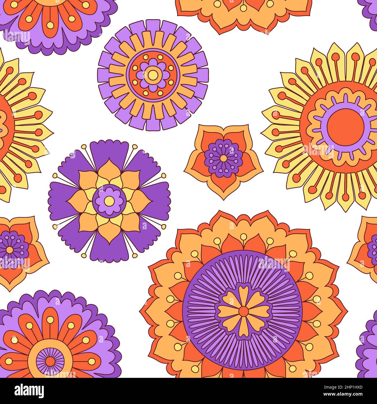 Seamless colorful floral zentangle pattern, endless background with ...