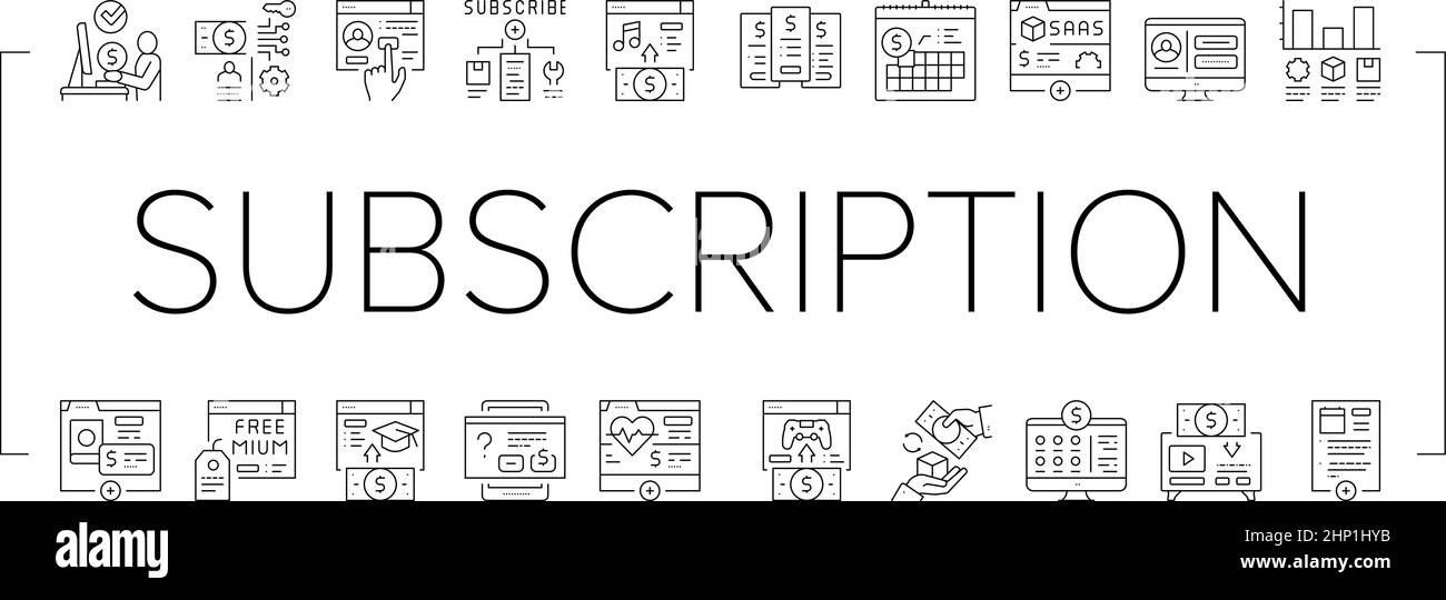 Subscription Content Collection Icons Set Vector Stock Vector Image ...